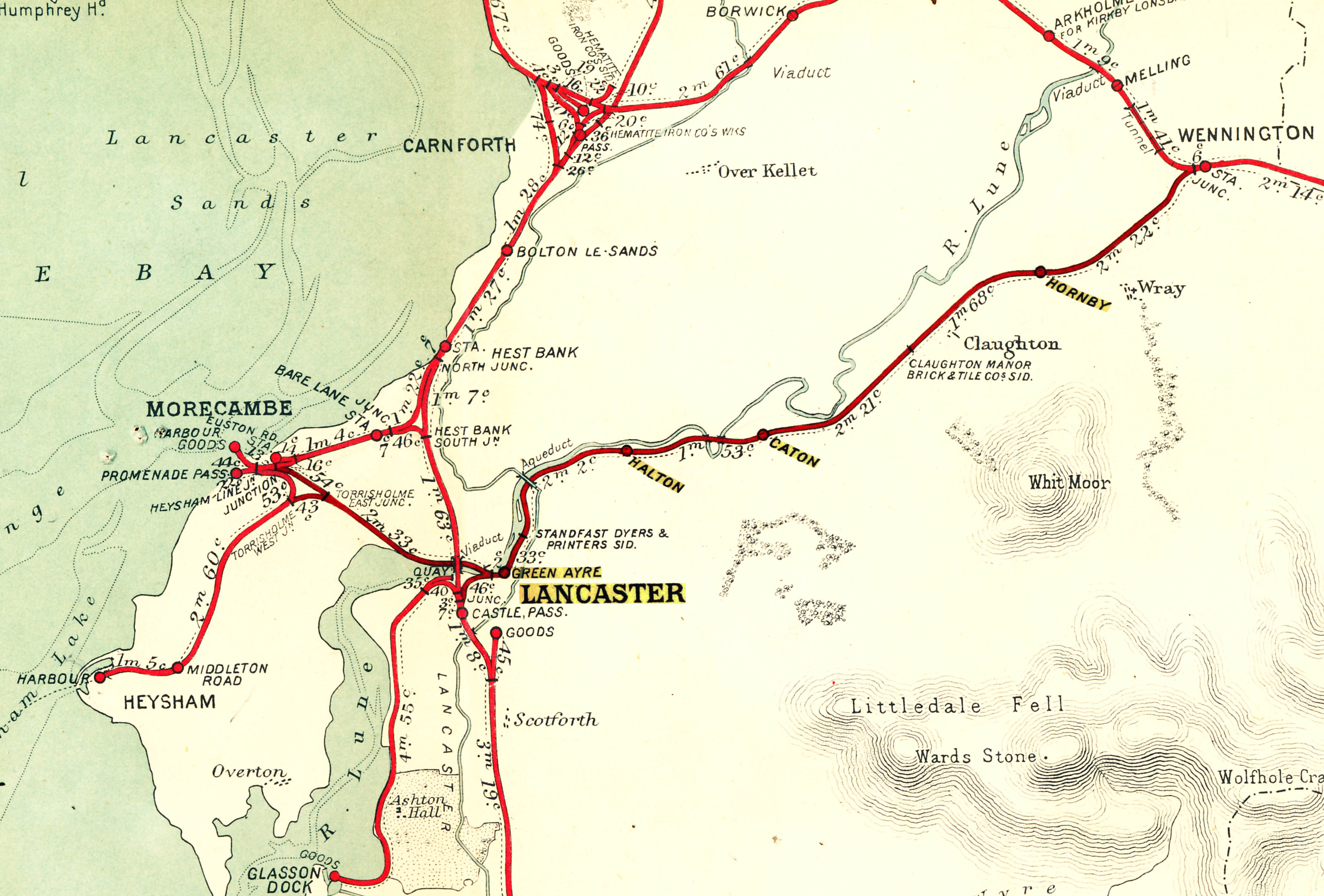 Wennington Jct. - Hest Bank Jct. via Lancaster (Green Ayre); Lancaster ...