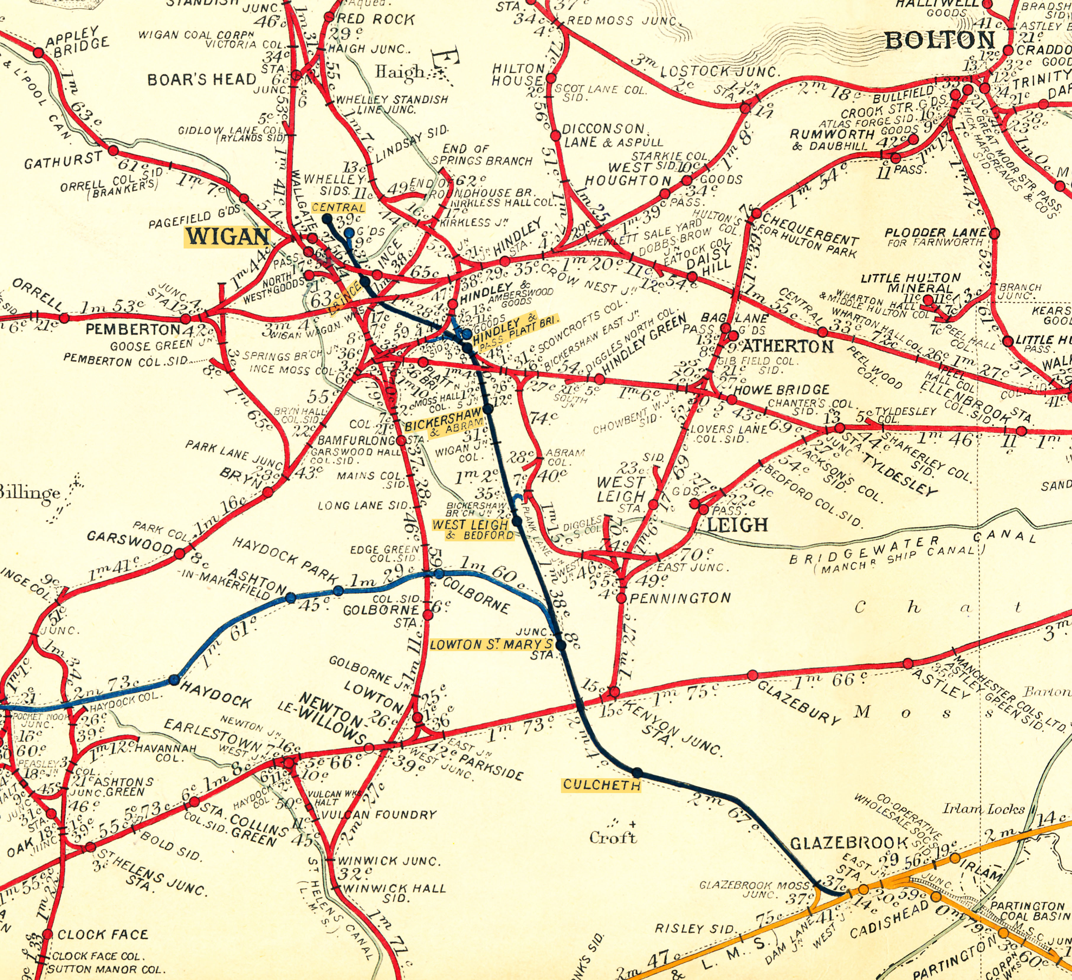 Glazebrook West Jct. - Wigan (Central) | Register of Closed Railways