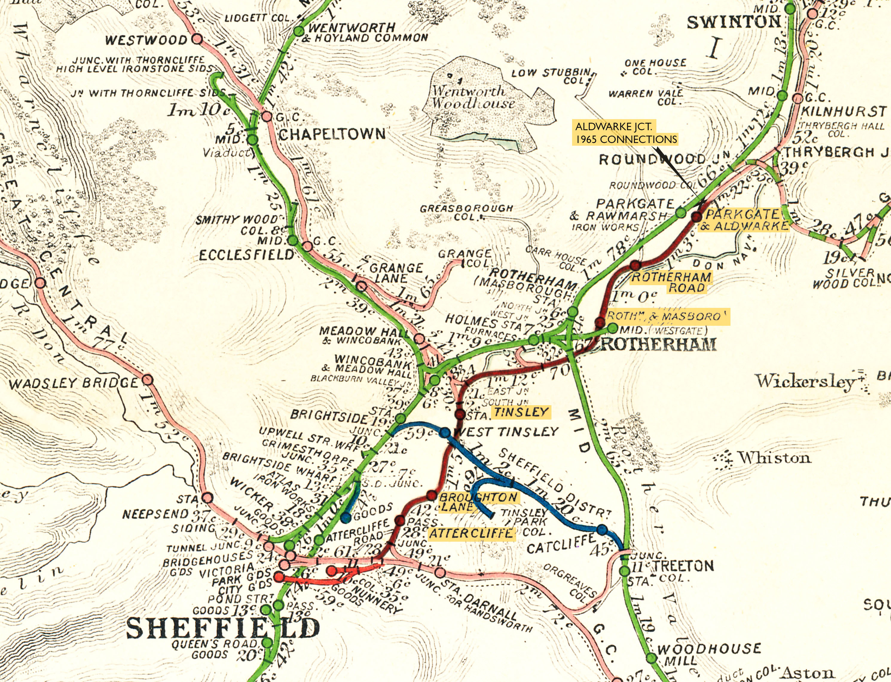 Aldwarke Jct. North (1965 connection) - Woodburn Jct. via Rotherham ...