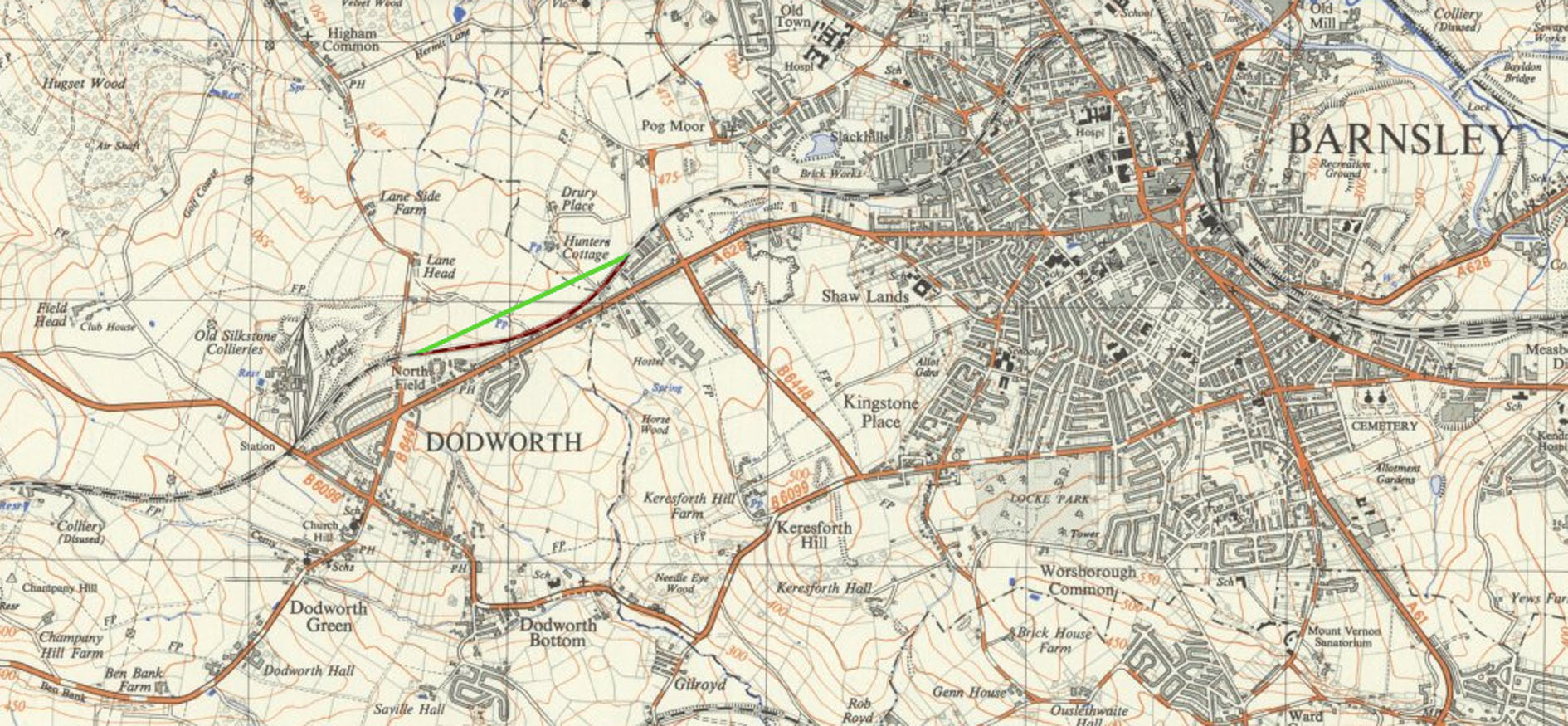 Summer Lane - Dodworth (old alignment) | Register of Closed Railways
